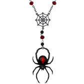 Black Widow Spider Rosary Charm Necklace
